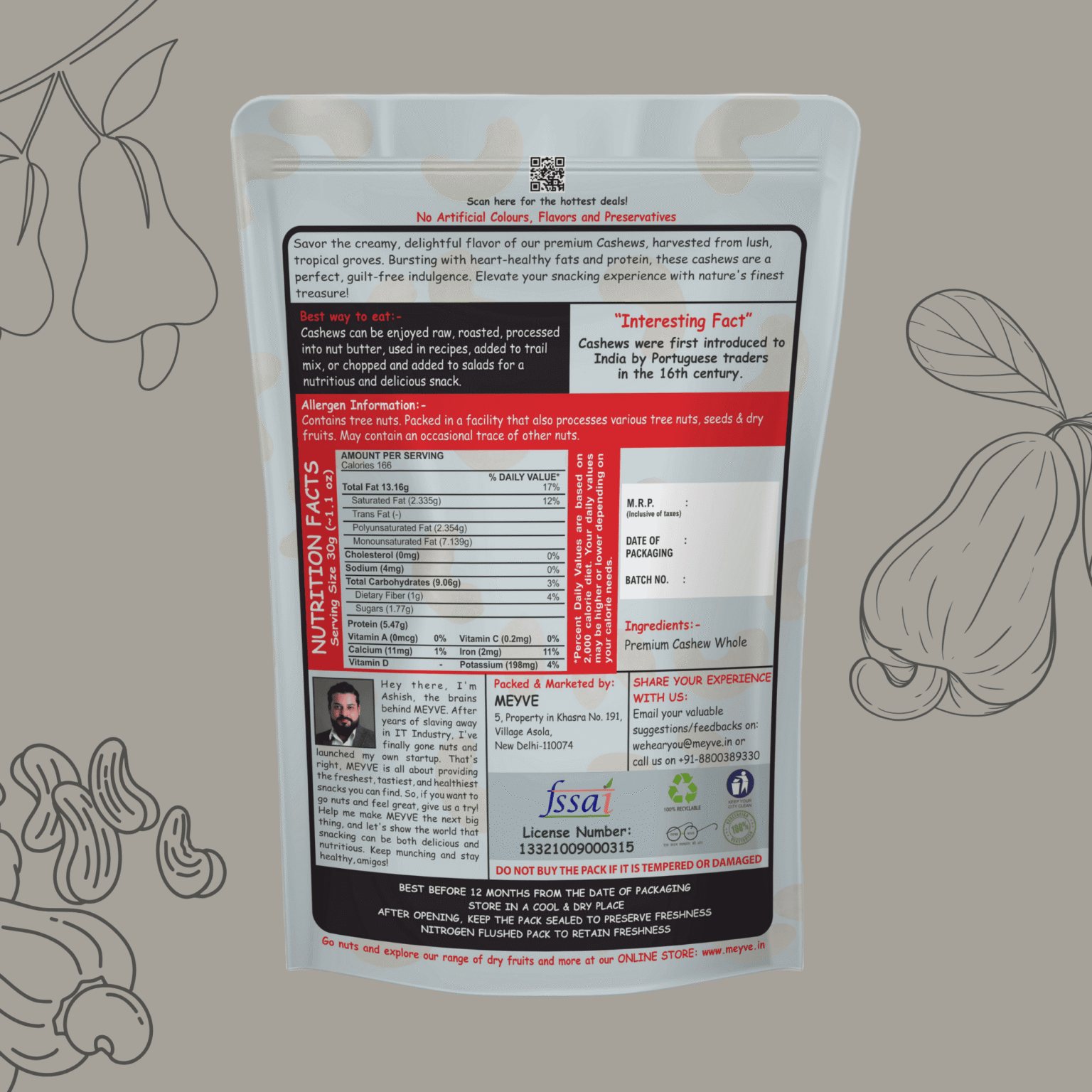 Whole Cashews | Crunchy & Creamy Nuts | Protein-Rich, High Fiber ...