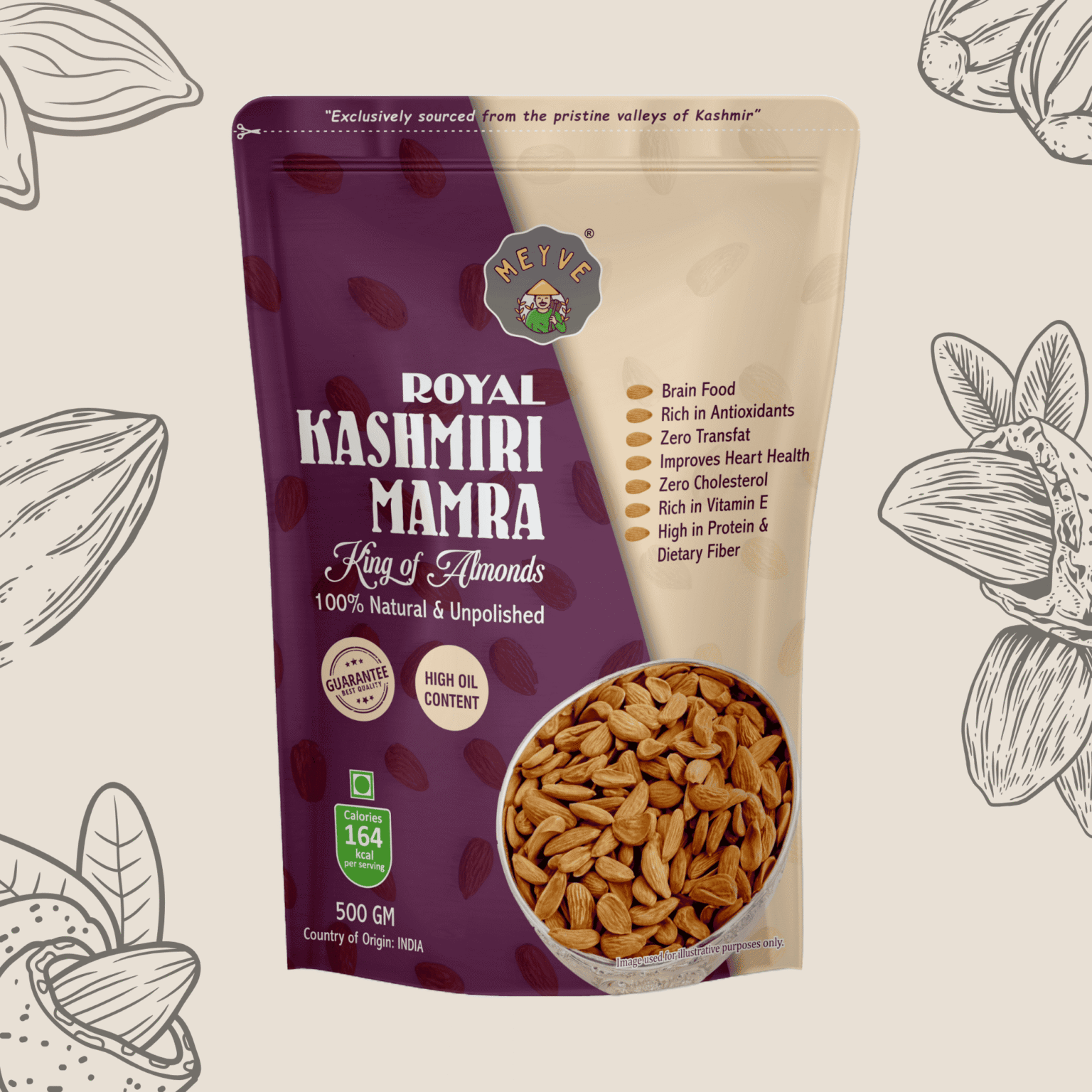 Kashmiri Mamra Almonds | Raw, Fresh & Handpicked | Rich in Omega-3 ...