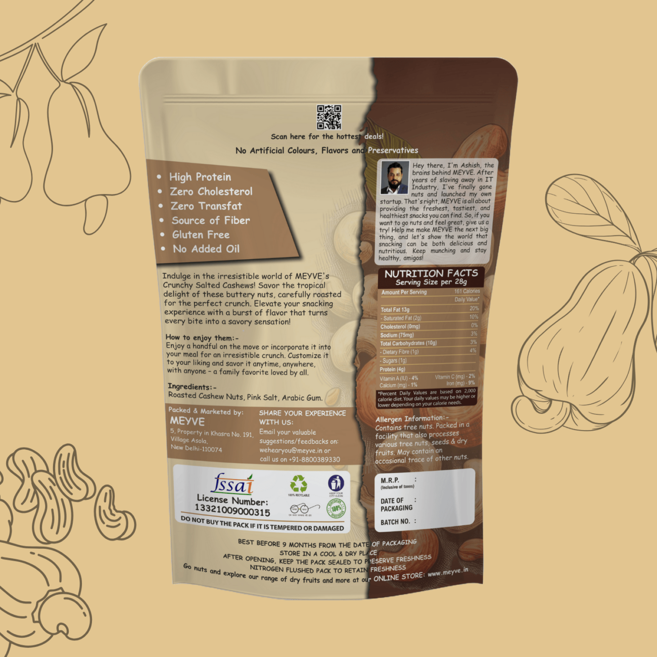 Crunchy Salted Cashews | Himalayan Pink Salt | Oil Free Oven Roasted ...